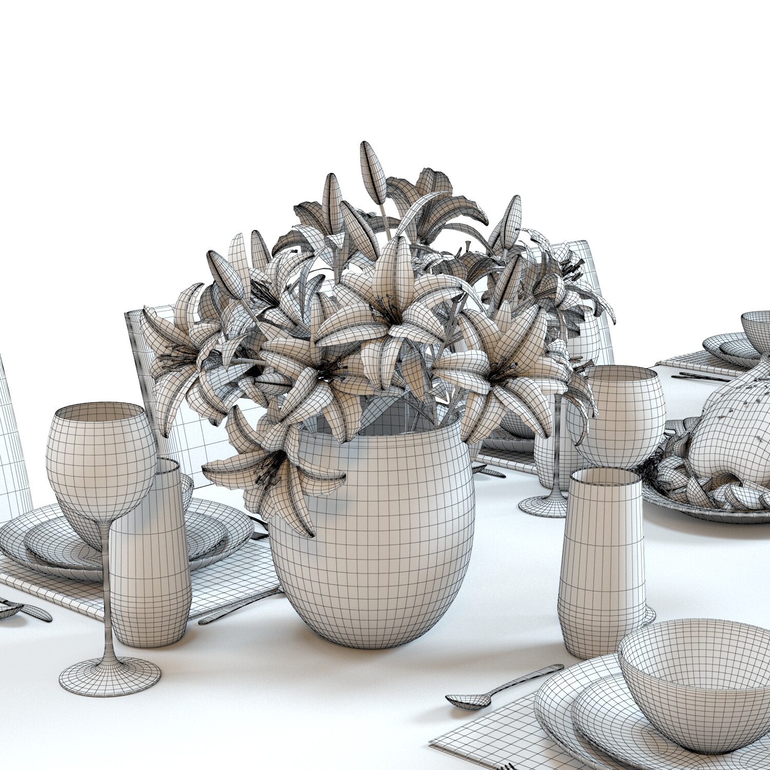 ArtStation - 3D Model / Table Set with Food 01 / Crate&Barrel Furniture ...