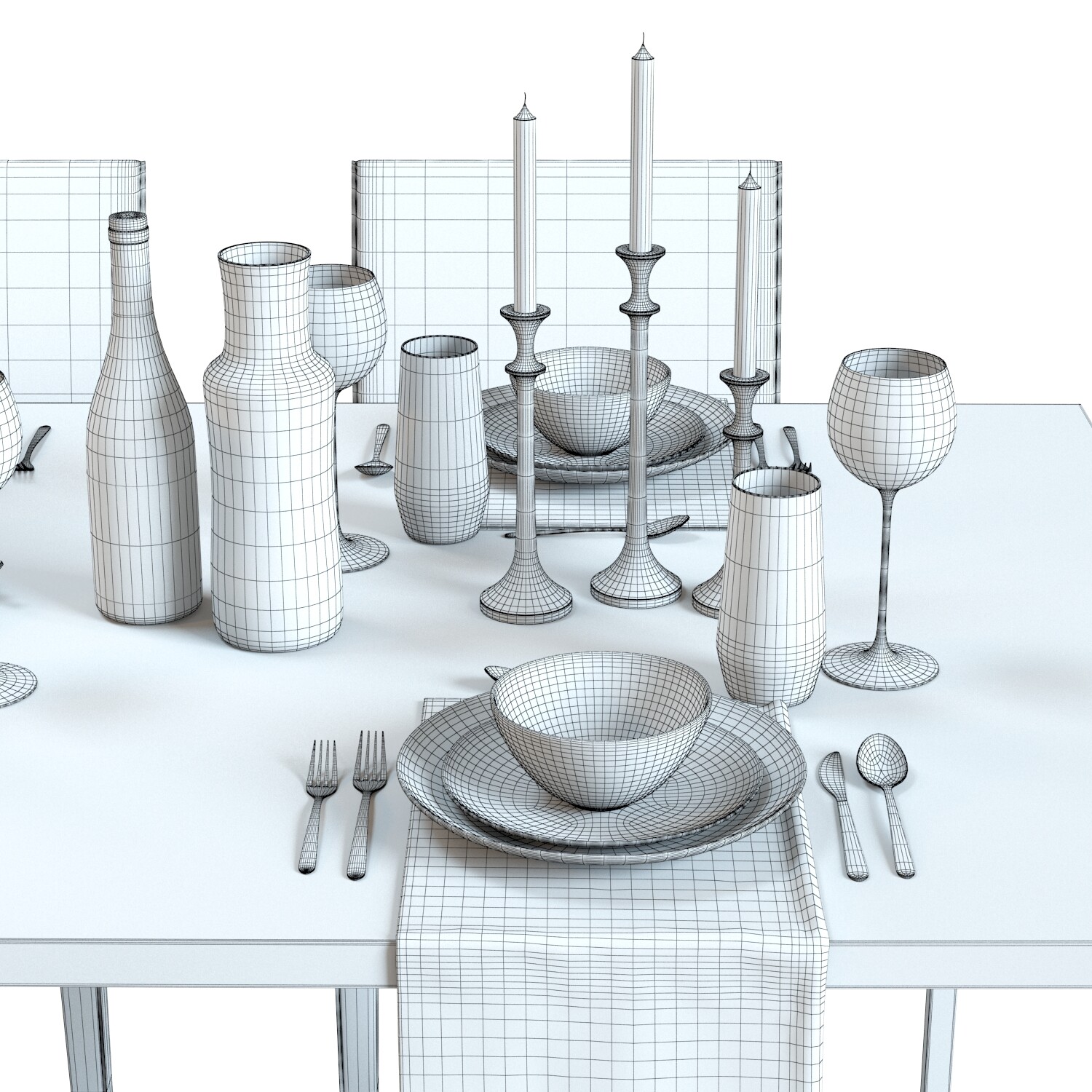 ArtStation - 3D Model / Table Set with Food 01 / Crate&Barrel Furniture ...