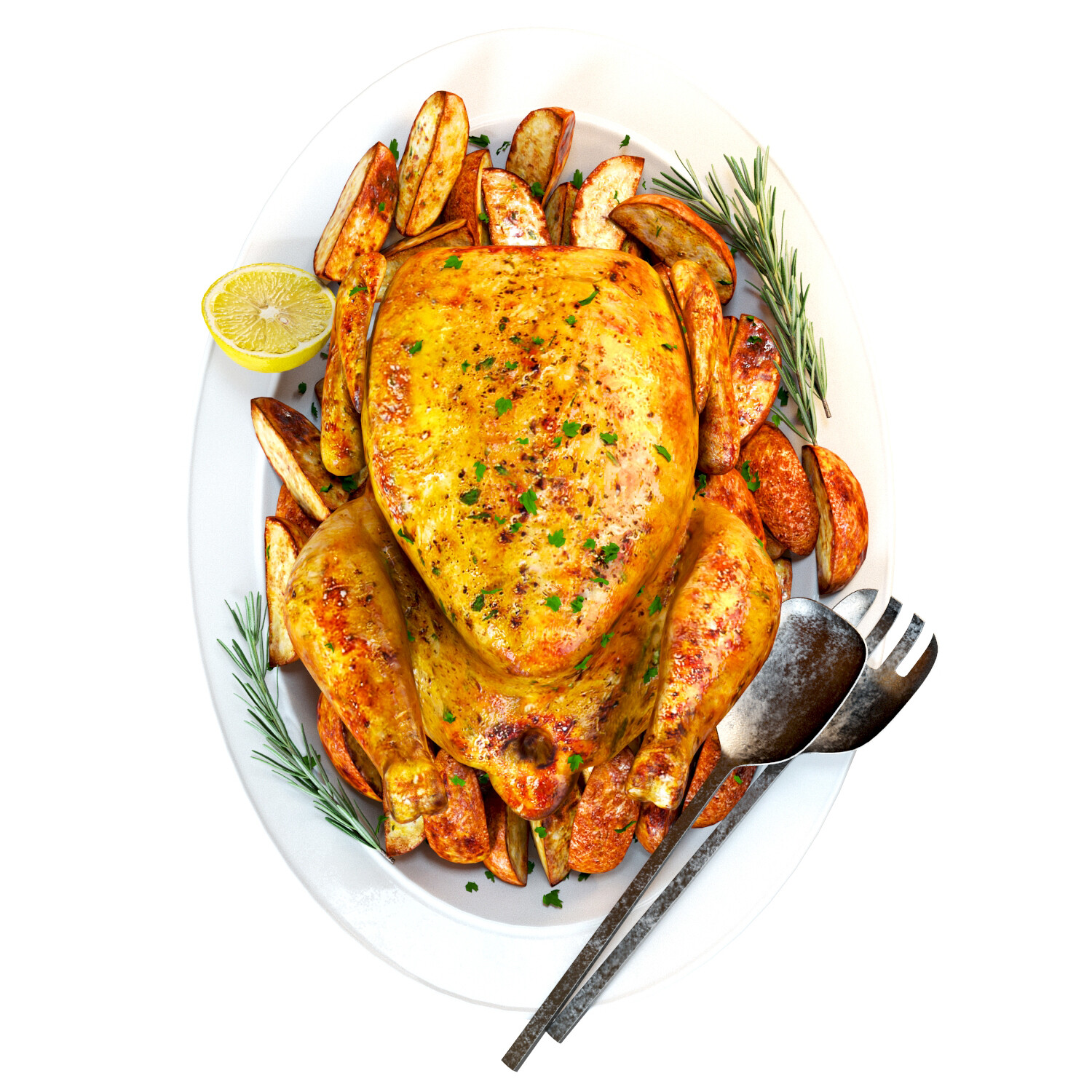 ArtStation - 3D Model / Food Set 01 / Roasted Chicken with Potatoes and ...