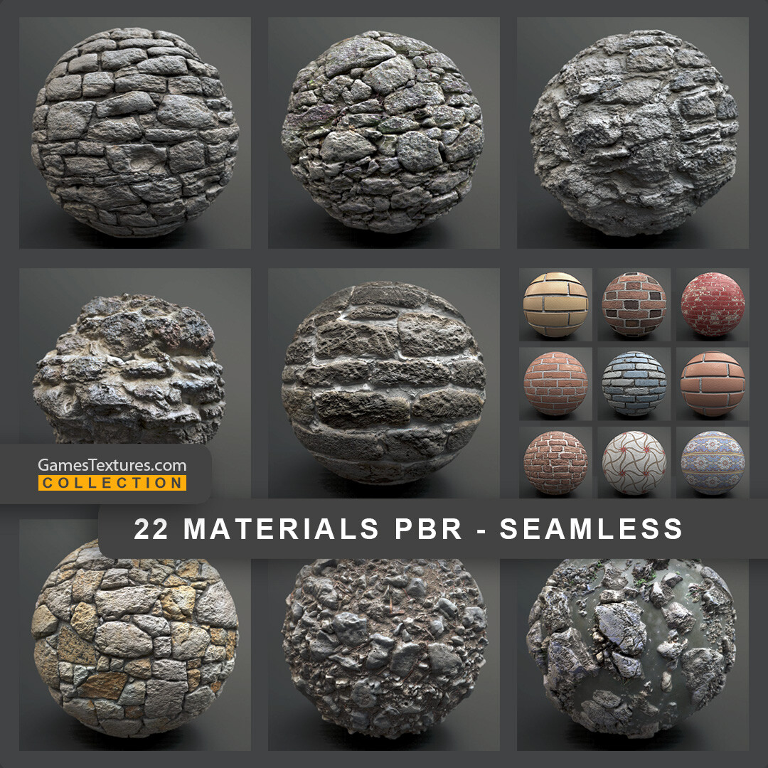 ArtStation - 22 Wall, Stone COLLECTION OF PBR MATERIALS IN ONE PACK ...