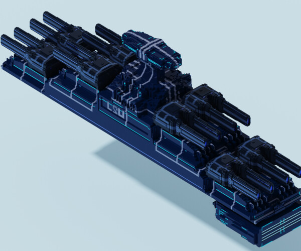 ArtStation - 3d voxel iso space ship in light | Game Assets