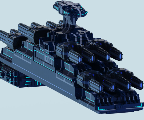 ArtStation - 3d voxel iso space ship in light | Game Assets