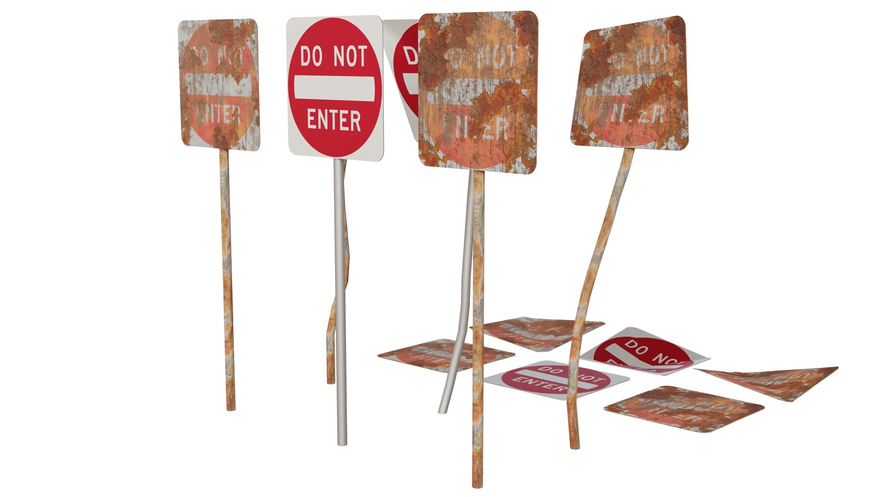 ArtStation - Do Not Enter signs Rusted Old and Clean versions Low-poly ...