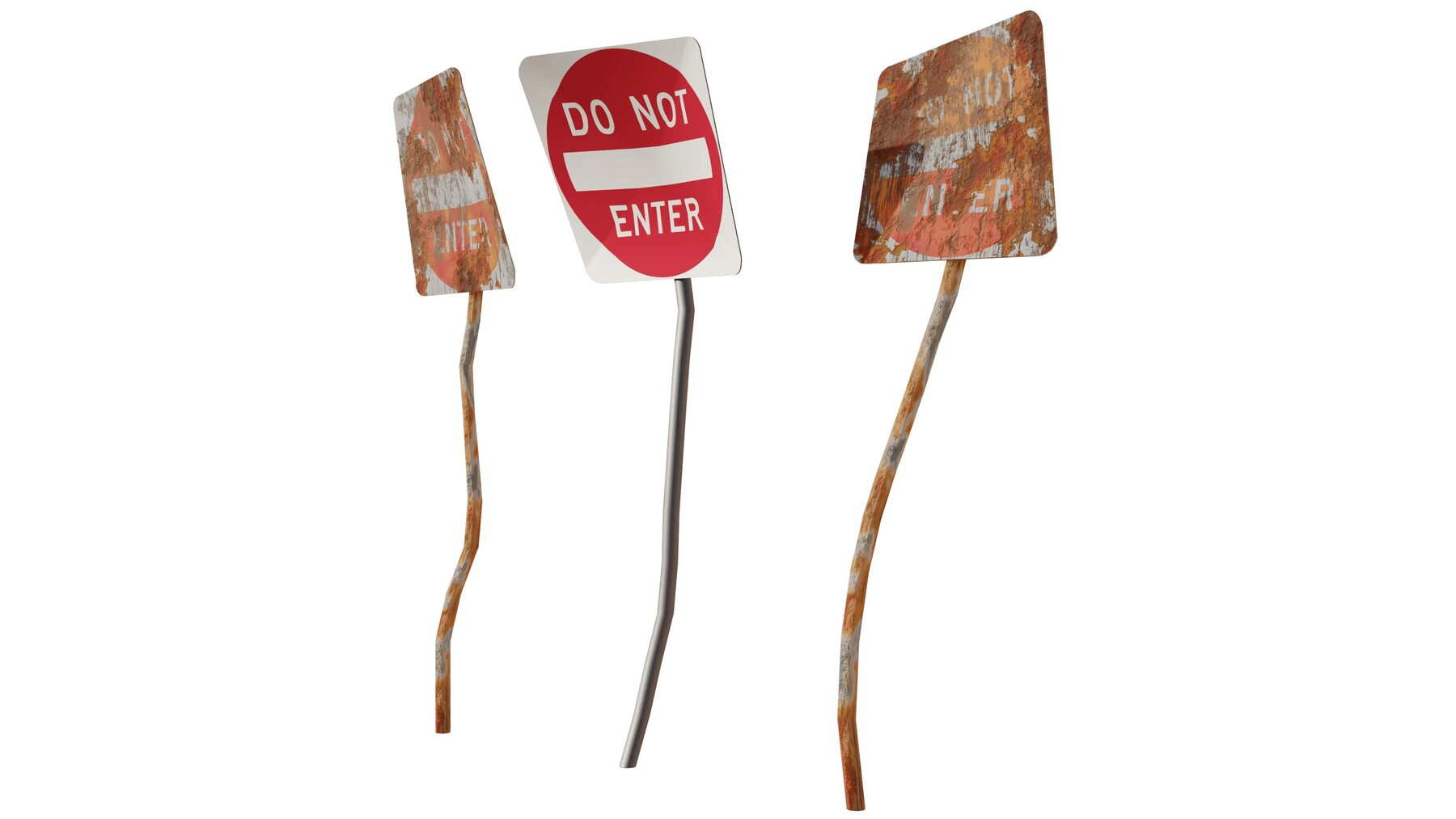 ArtStation - Do Not Enter signs Rusted Old and Clean versions Low-poly ...