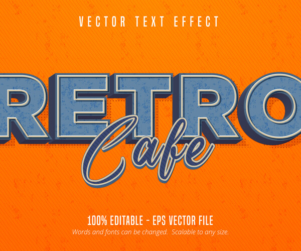 ArtStation - Retro Cafe text, vintage style editable text effect | Artworks