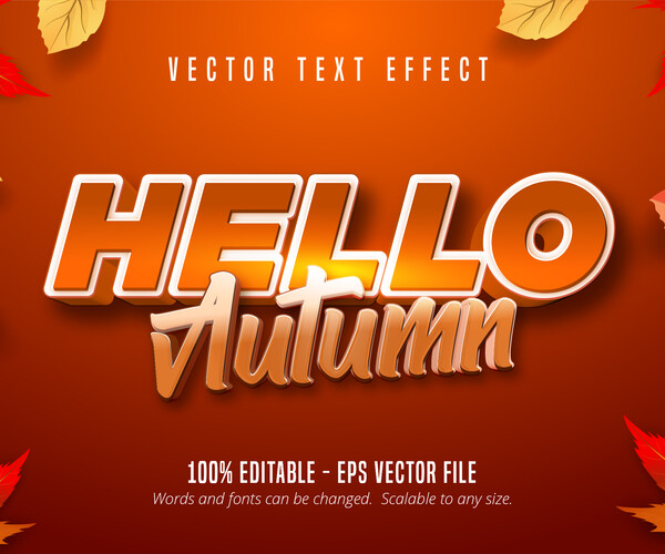 ArtStation - Hello autumn text, autumn style editable text effect on ...