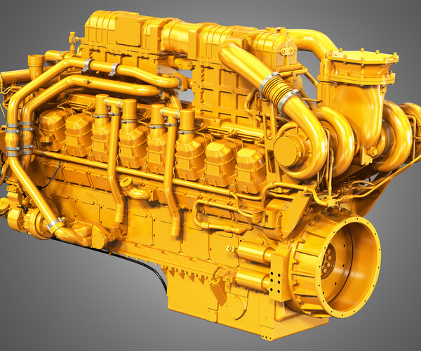 ArtStation - 3516C HD Engine - V16 Industrial Diesel Engine | Resources
