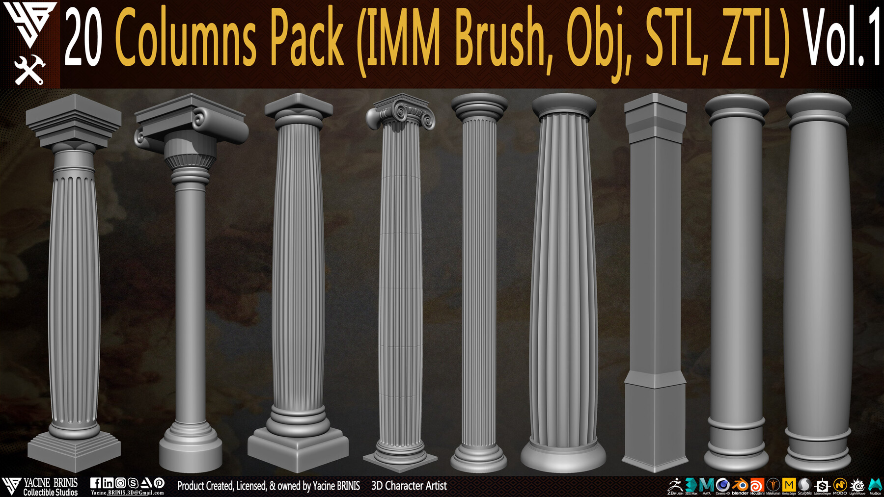 Yacine BRINIS Collectible Studios - 20 Columns Pack (IMM Brush, Obj ...