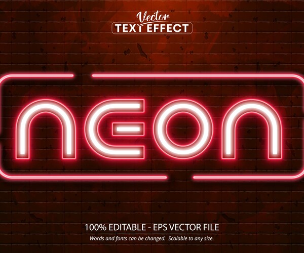 ArtStation - Neon text, neon style editable text effect on brick wall ...