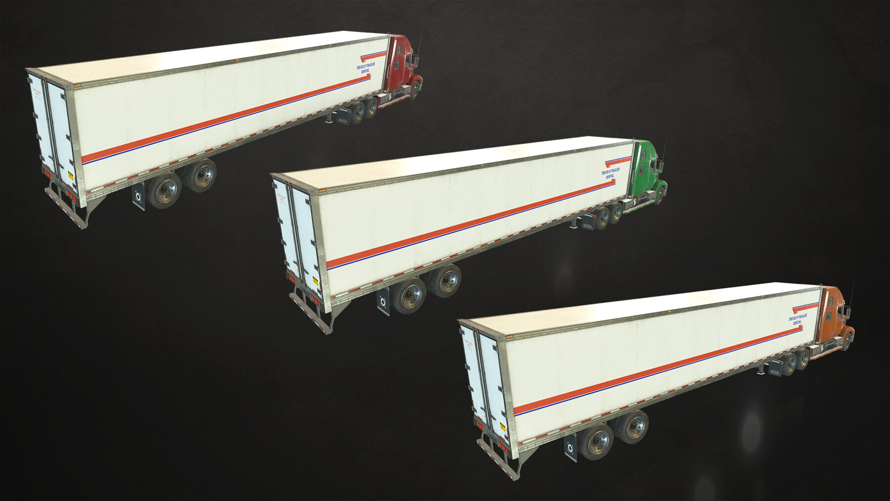 ArtStation - Semi Truck Van Trailer - Low Poly | Game Assets