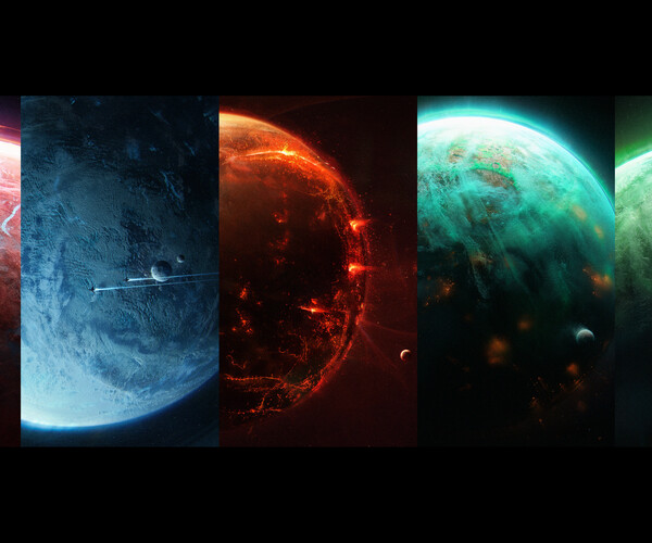 ArtStation - Planets pack 5 in one (.blend .PSD). | Resources