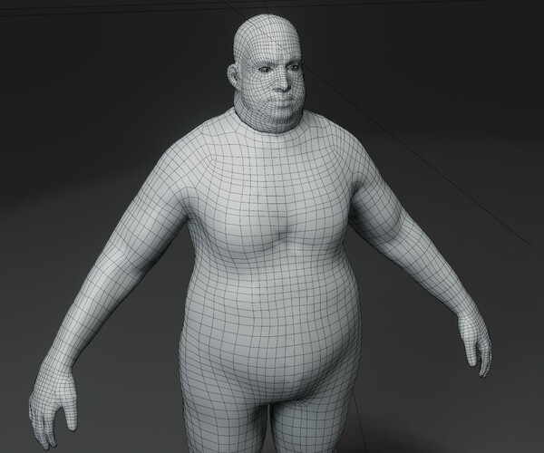 ArtStation - Male Body Fat Base Mesh 3D Model 10k Polygons | Game Assets