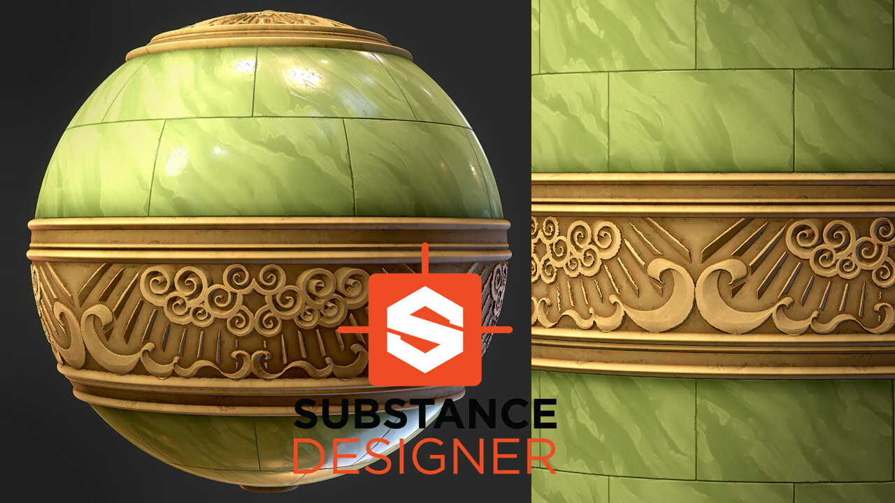 ArtStation - Stylized Ornamental Marble Trim Wall - Substance Designer ...