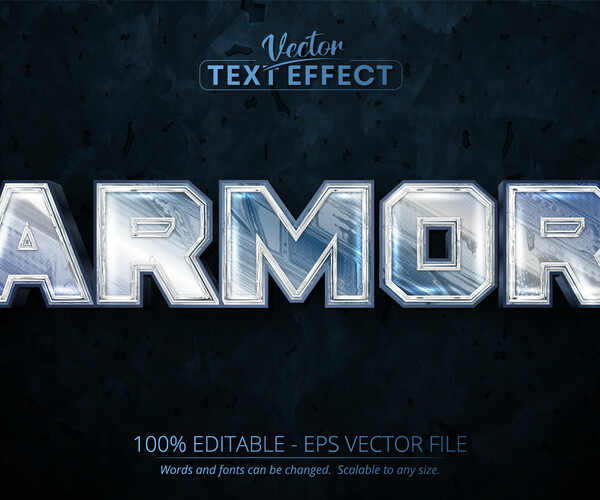 ArtStation - Armor editable text effect, shiny silver color and ...