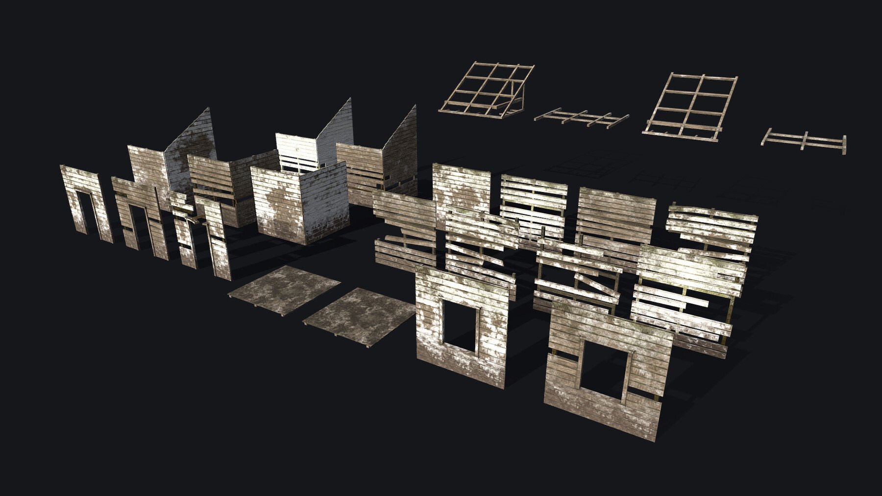 Artstation Wooden Building Modular Kit Game Assets 8625