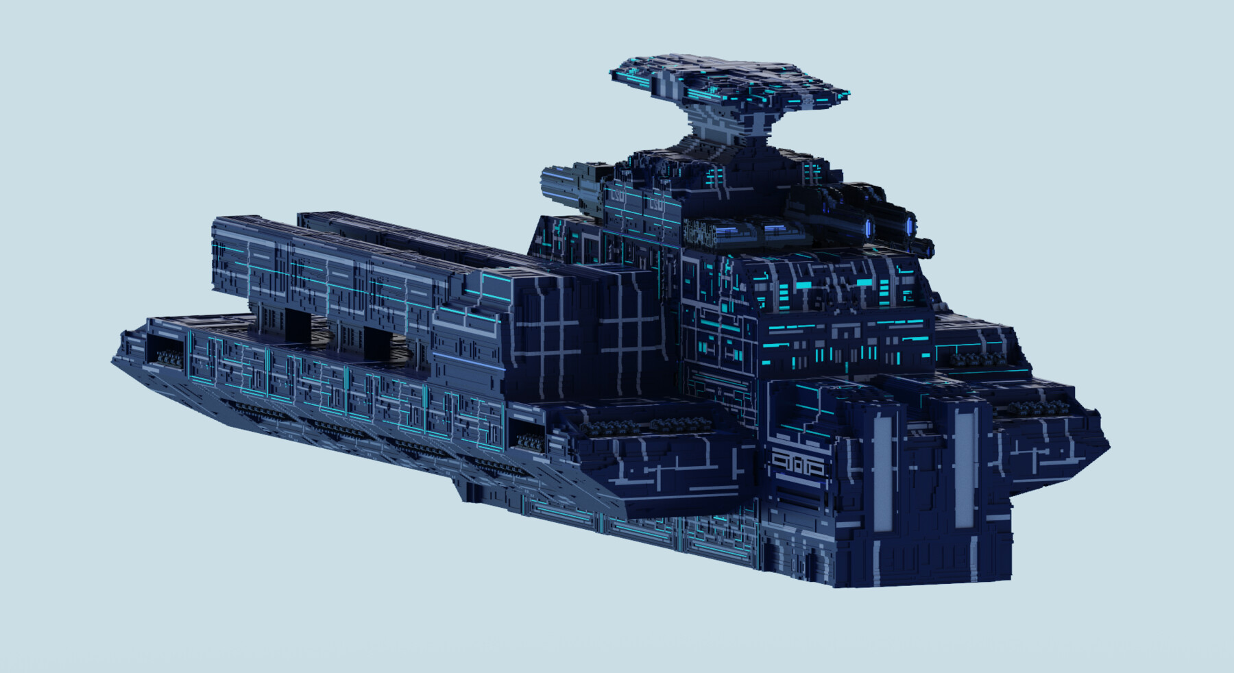 ArtStation - 3d voxel iso space ship in light 2 | Game Assets