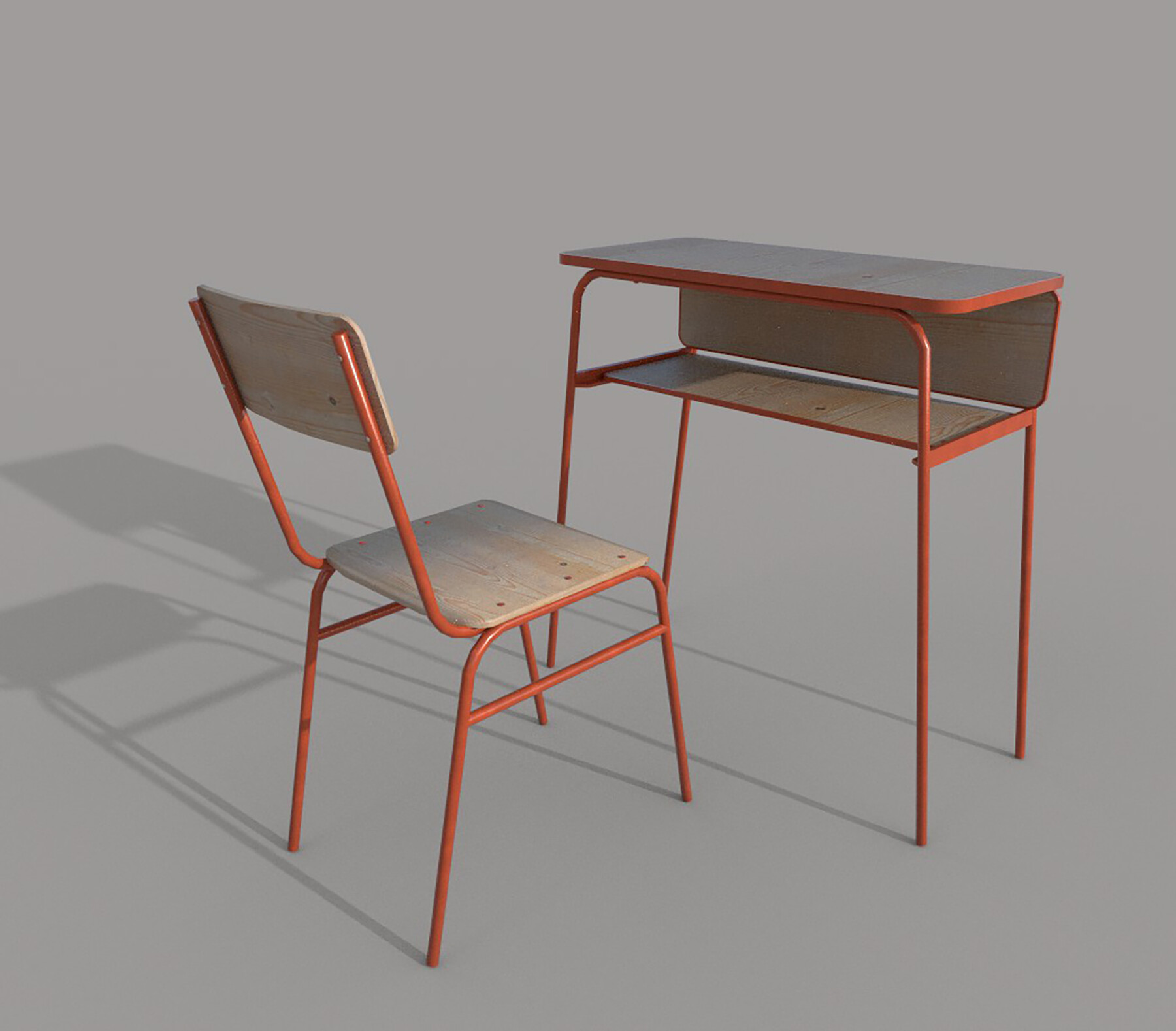 ArtStation - School chair and desk A | Game Assets