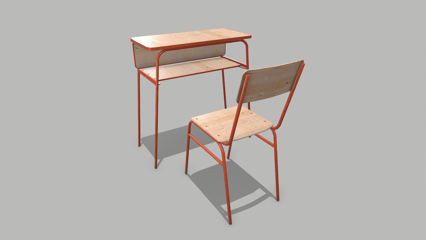 ArtStation - School chair and desk A | Game Assets
