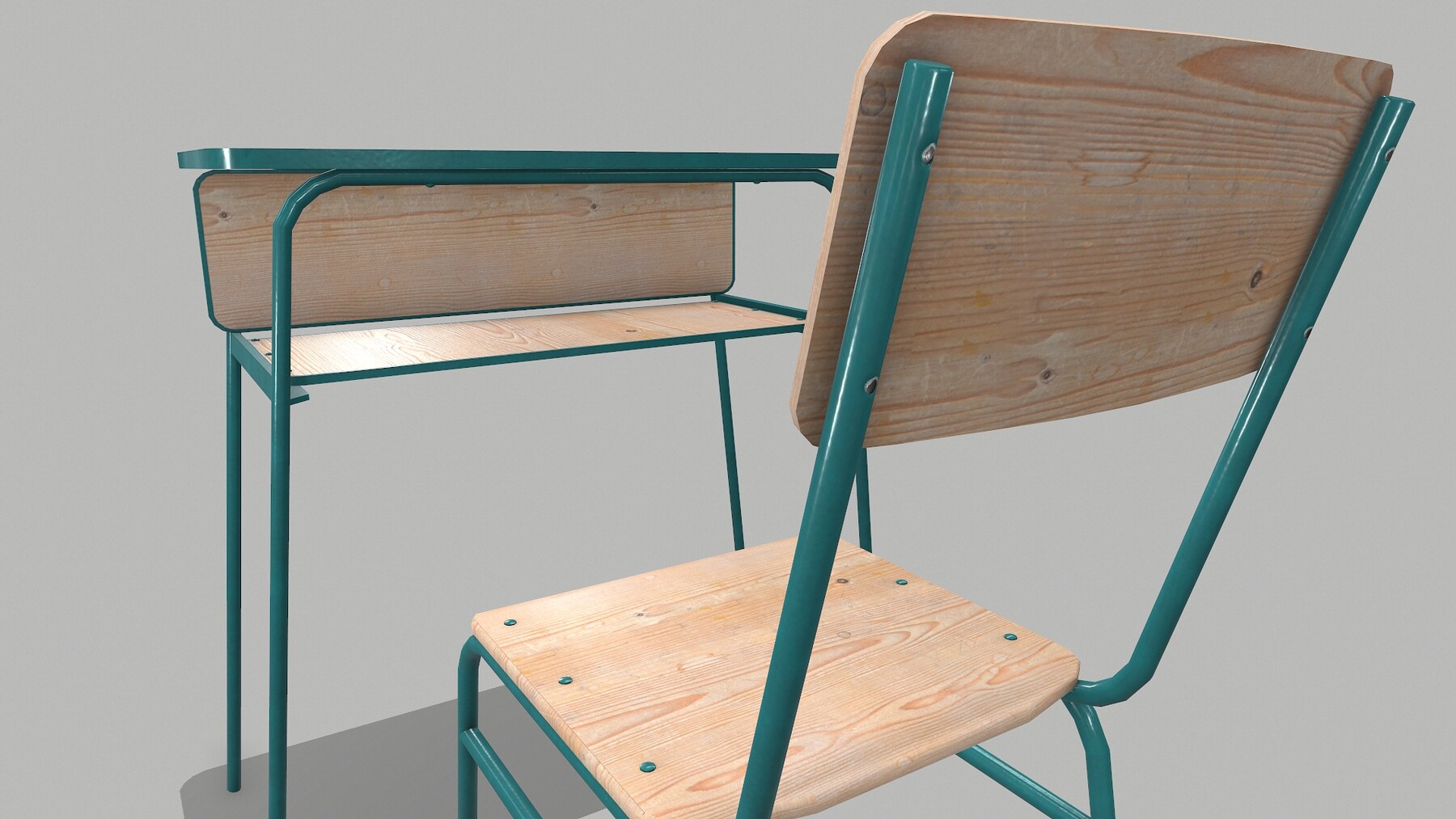 ArtStation - School chair and desk B | Game Assets