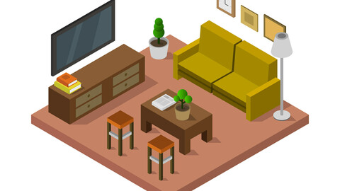 ArtStation - Isometric living room | Artworks