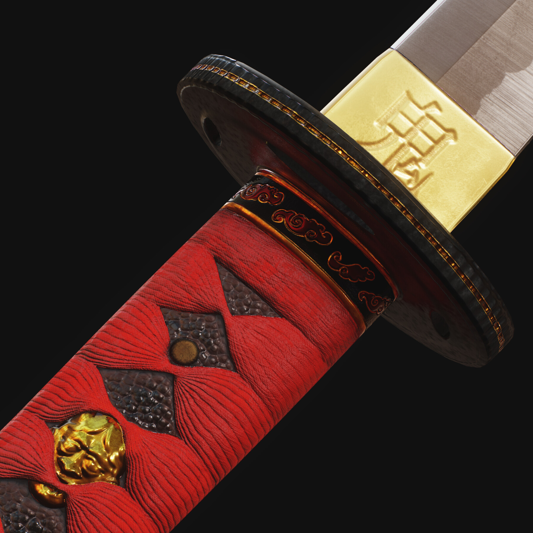 ArtStation - Oni Katana - Realtime 3D model PBR Game Ready Low-poly ...