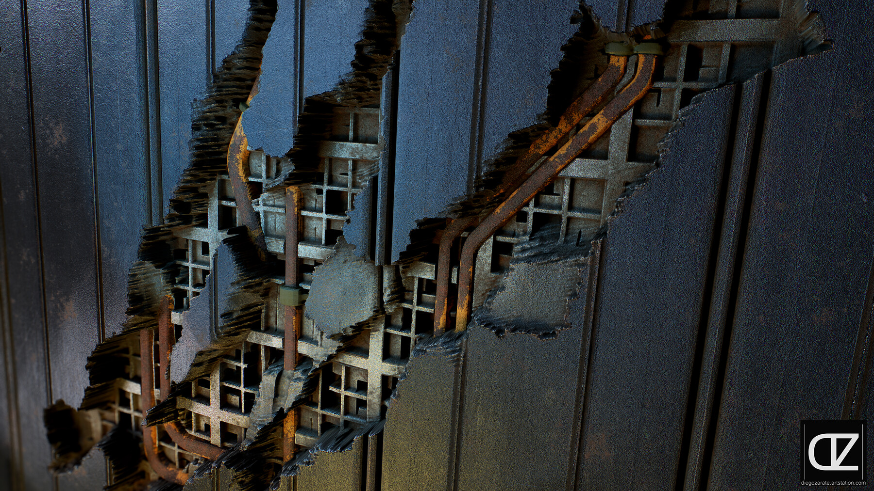 ArtStation - PBR - OLD RIPPED SCIFI METAL WALL - 4K MATERIAL | Resources