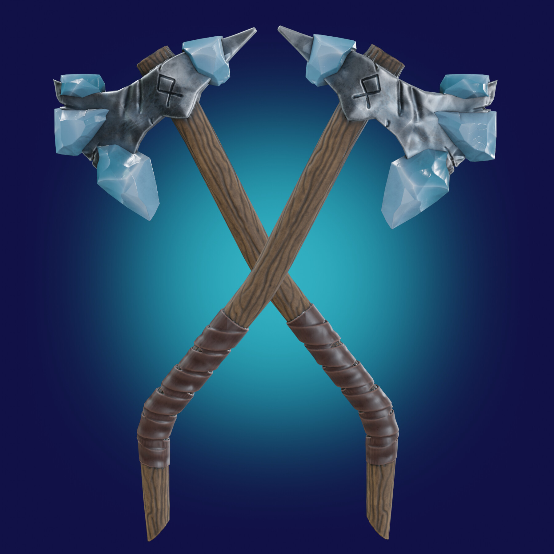ArtStation - Stylized Axe with ice crystals PBR low-poly game ready ...