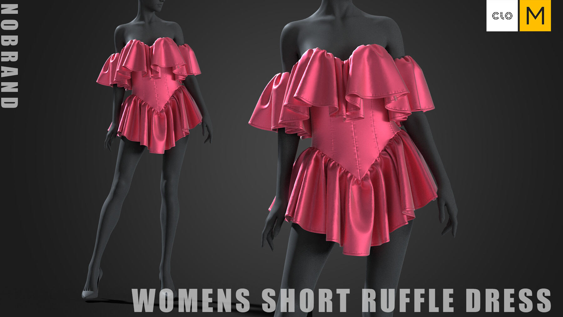 ArtStation - Womens - Short Ruffle Dress | Game Assets