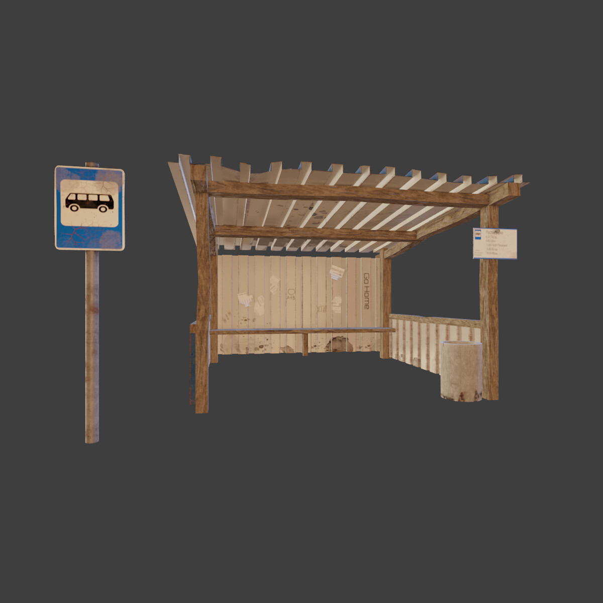 ArtStation - Old Russian bus stop | Game Assets