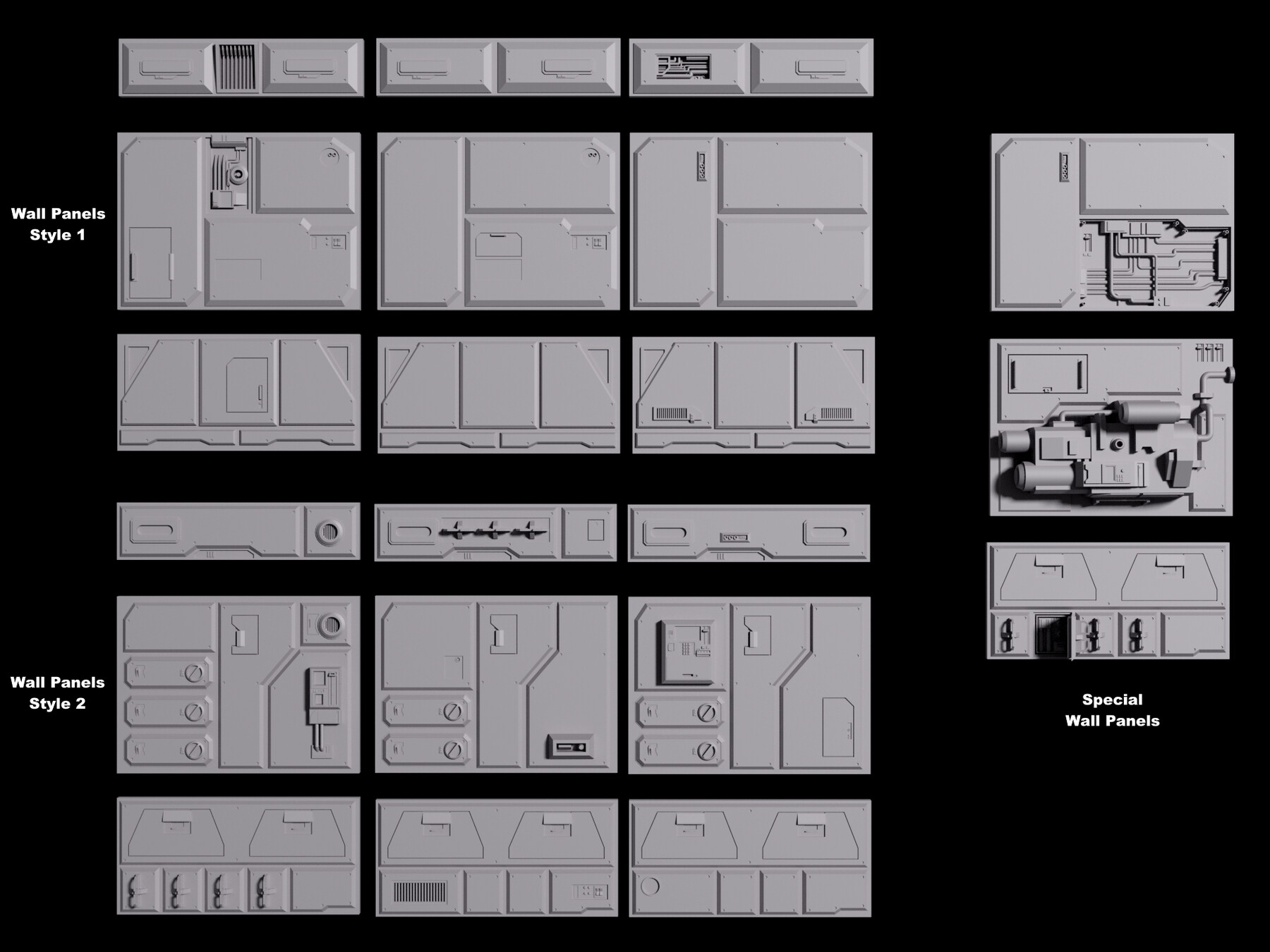 ArtStation - Sci-Fi Wall Panels 21 Parts - Pack 1 (with materials ...