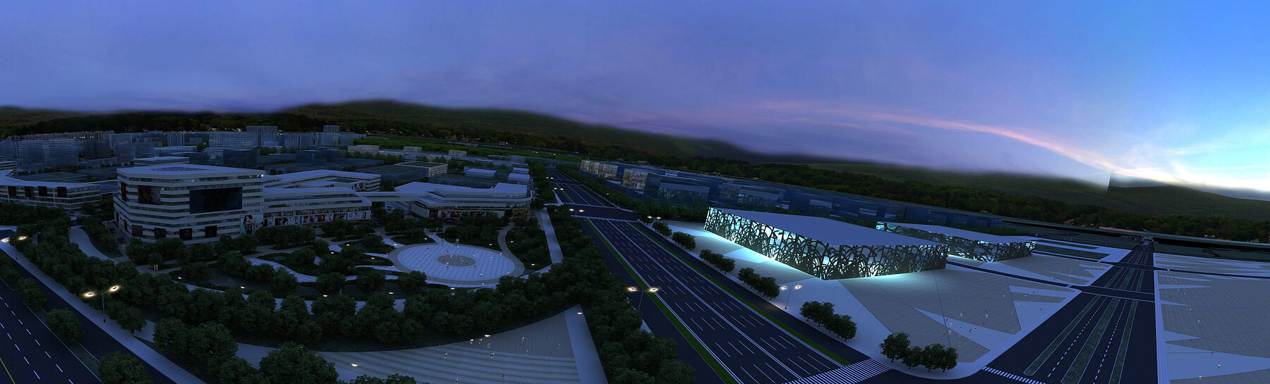 ArtStation - Urban Planning - Business Center Night Scene 01 | Resources