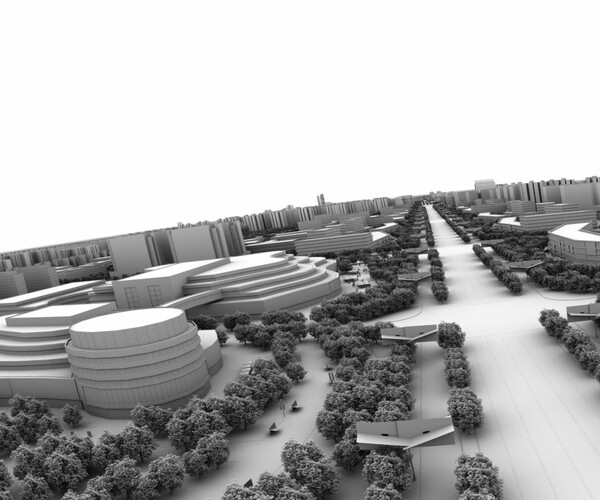 ArtStation - Urban Planning - Business Center Night Scene 01 | Resources