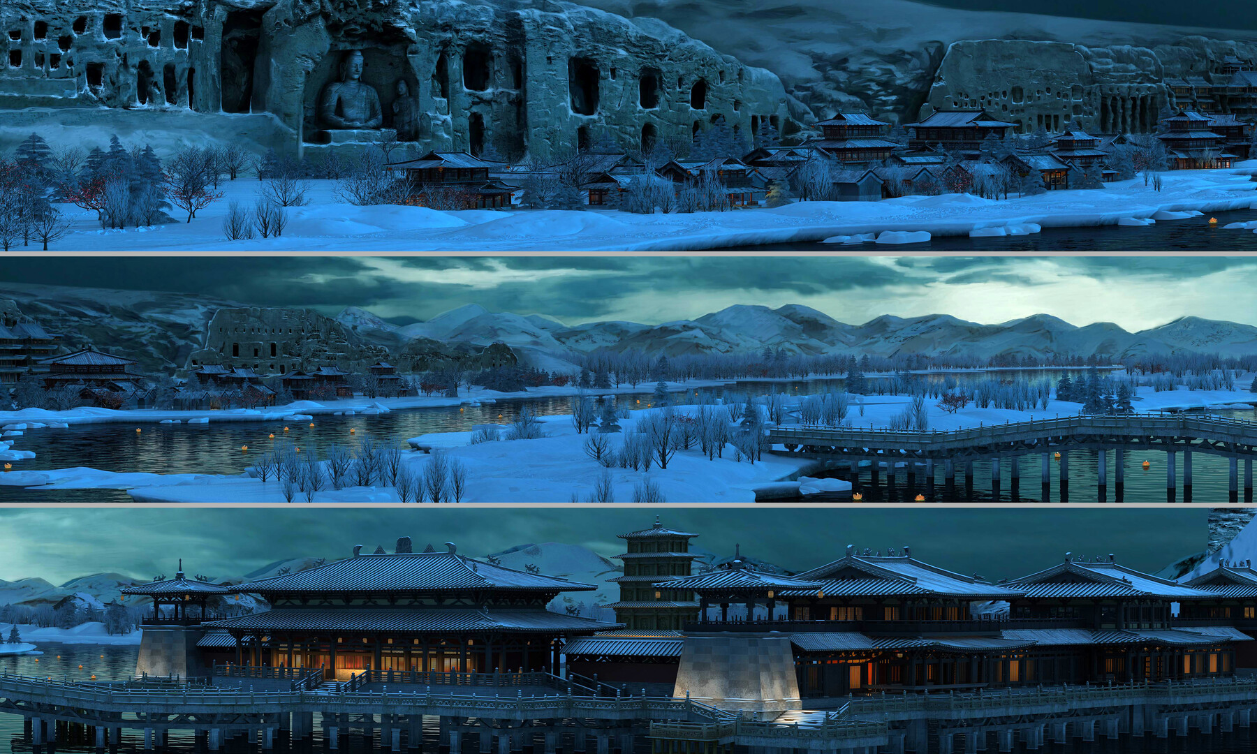 ArtStation - Winter city building snow scene 01 | Resources