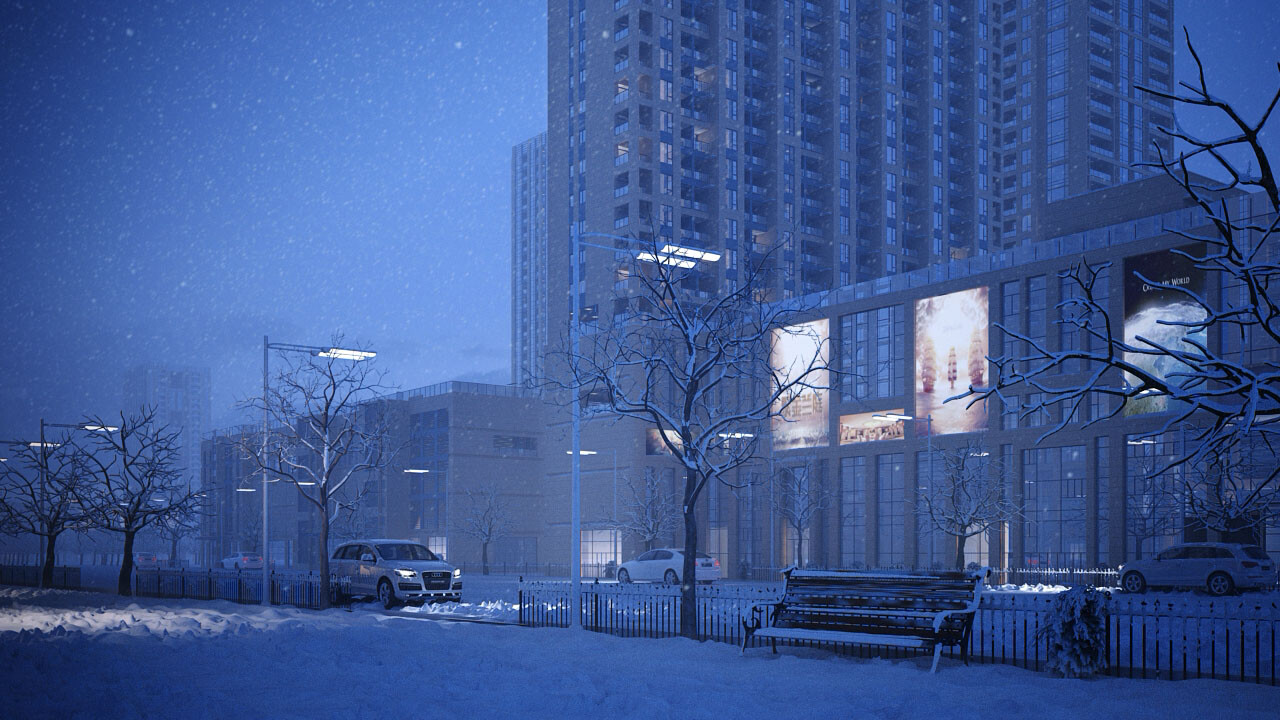 ArtStation - Winter City Snow Scene 01 | Resources