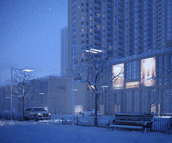 ArtStation - Winter City Snow Scene 01 | Resources
