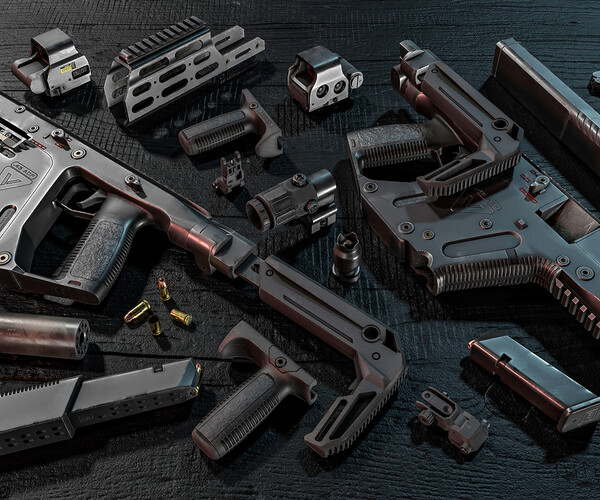ArtStation - Assault Rifle + Tactical SMG + Micro SMG + Bonus Skin Pack + Attachments | Unity ...