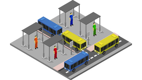 ArtStation - Isometric bus station | Artworks