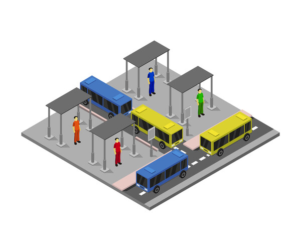 ArtStation - Isometric bus station | Artworks
