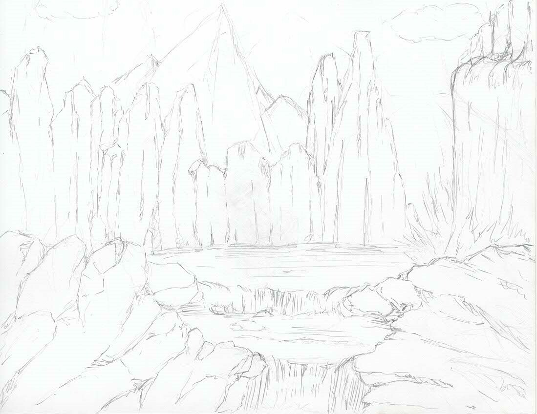 ArtStation - Triple Waterfall Concept Sketch | Artworks