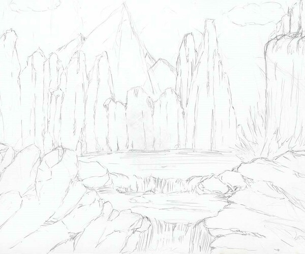 ArtStation - Triple Waterfall Concept Sketch | Artworks