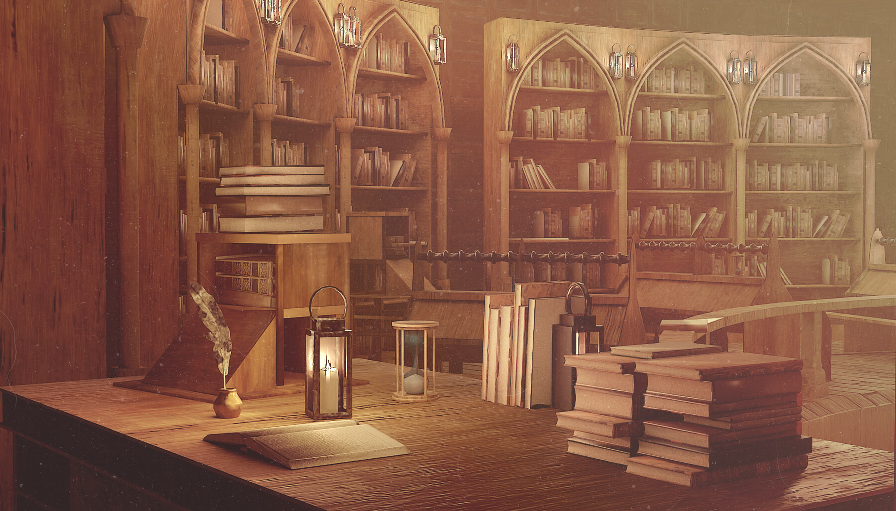 ArtStation - Medieval Library Model Pack Rustic Low-poly 3D model ...