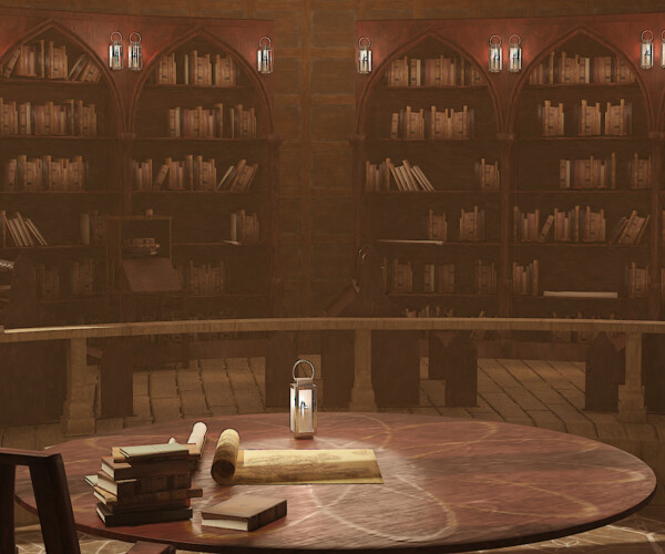ArtStation - Medieval Library Model Pack Mocha Low-poly 3D model | Game ...