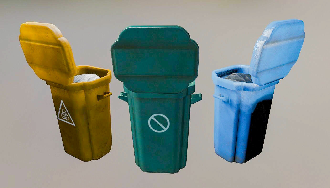 ArtStation - Trash Bin 3D Model Set | Game Assets