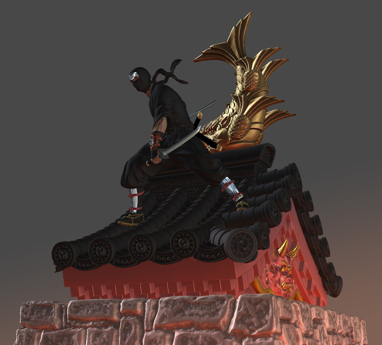 ArtStation - Shinobi on rooftop 3D print model | Resources