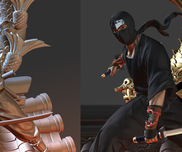 ArtStation - Shinobi on rooftop 3D print model | Resources