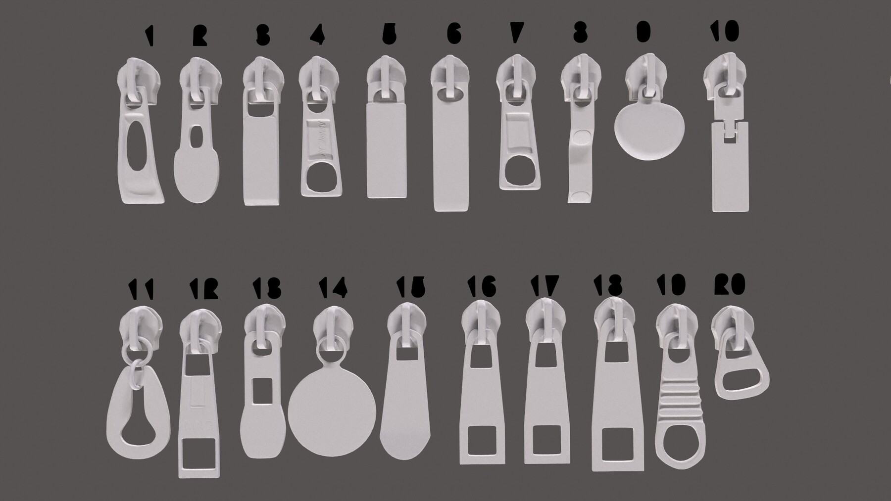 ArtStation - Pieces Zipper Pull Tabs and Button | Resources