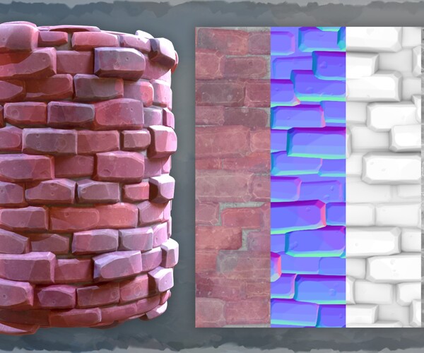 ArtStation - Stylized Overlapping Brick Wall Material | Game Assets