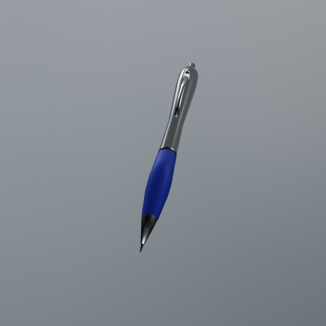 ArtStation - Pen. Silver and blue. Low Poly 3D model. | Resources