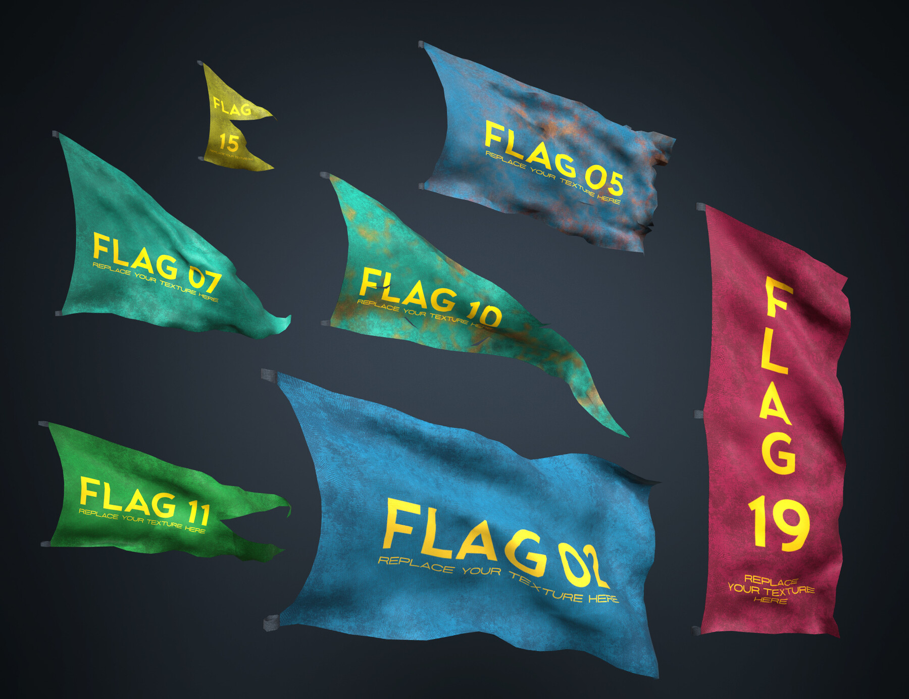 ArtStation - 20 Fully Loop Animated Flags Mid-poly 3D model | Game Assets