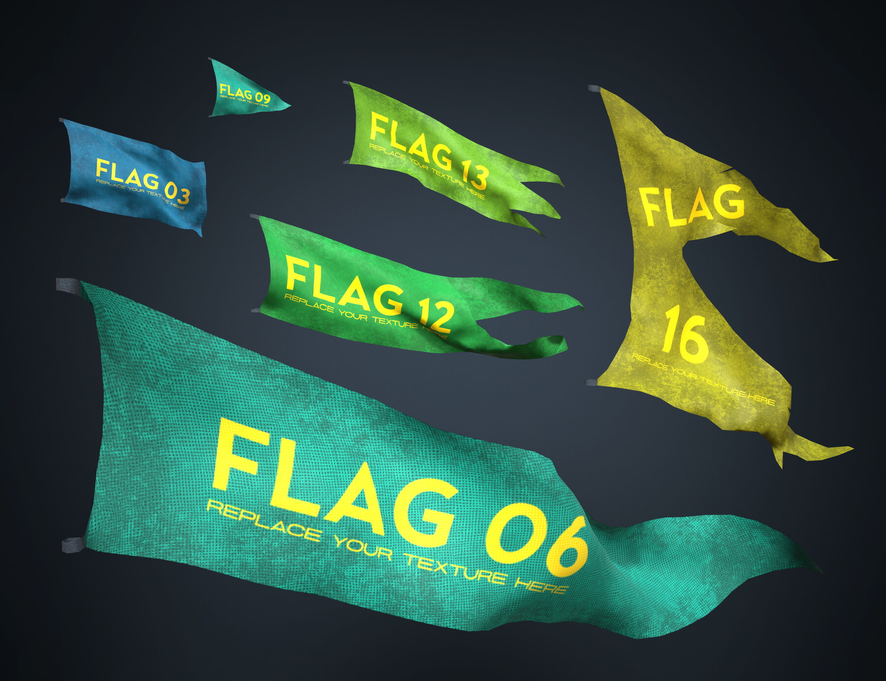 ArtStation - 20 Fully Loop Animated Flags Mid-poly 3D model | Game Assets